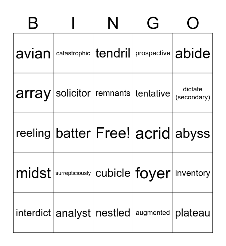 Lit Circle Bingo 8 Bingo Card