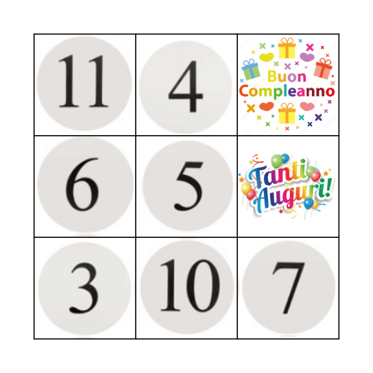 Quanti anni hai? Bingo Card