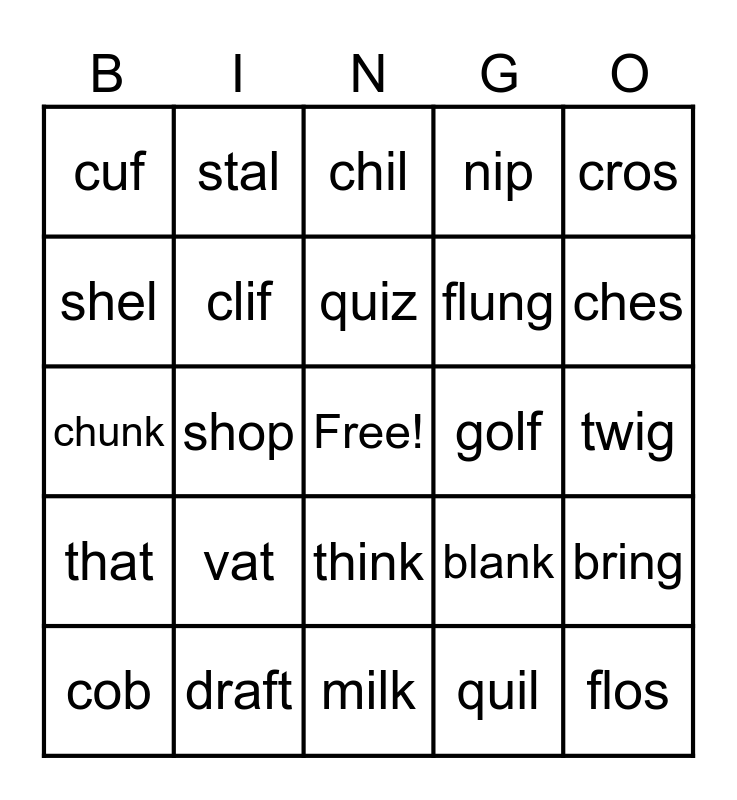 Bonus letters and Welded Sounds Bingo Card