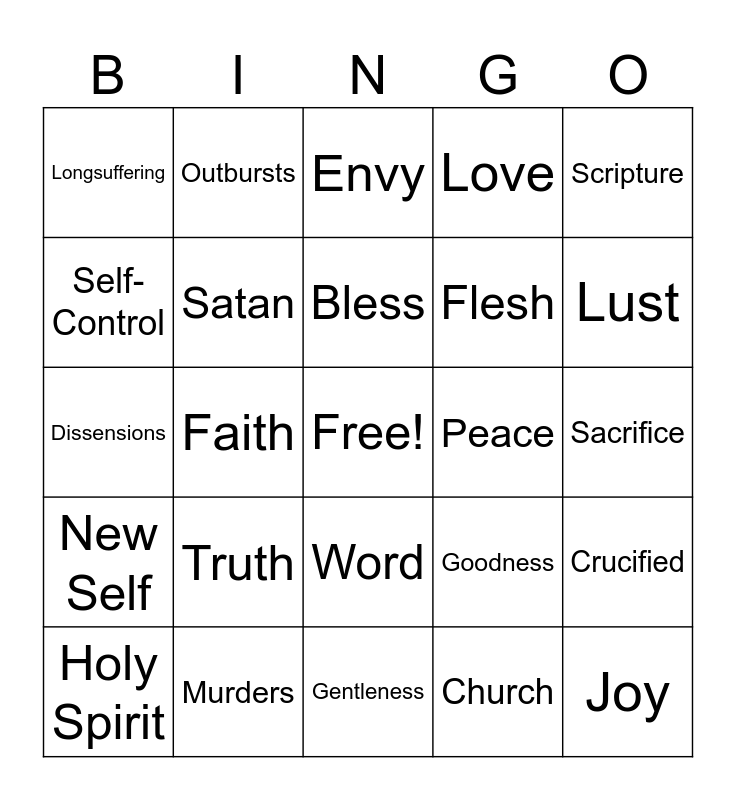 Youth Night Bingo 01 Bingo Card