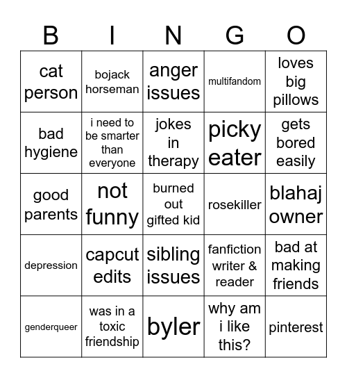 ME Bingo Card