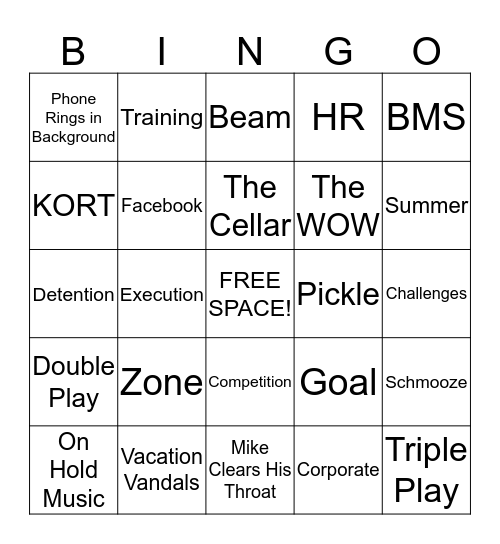 KORT "Keyword" BINGO Card