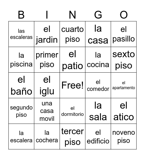 La casa Bingo Card