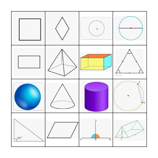 Shapes and Solids Bingo Card