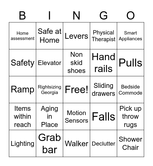 Safe at Home Bingo Card