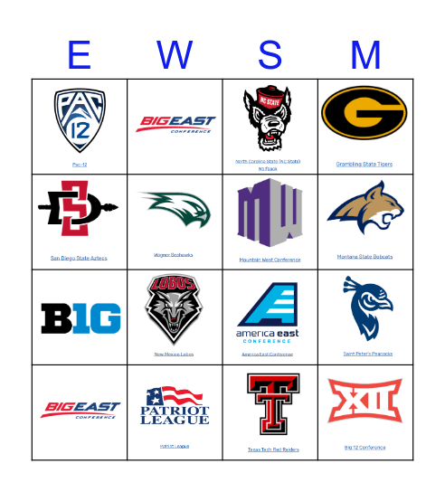 NCAA March Madness 2024 BINGO Card