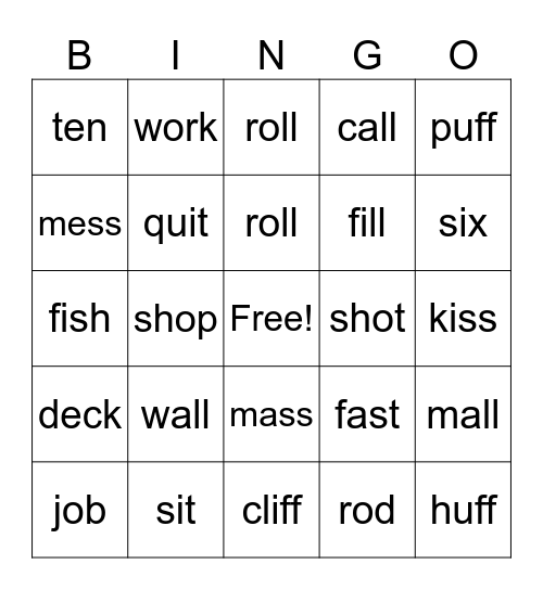 BONUS LETTER BINGO Card