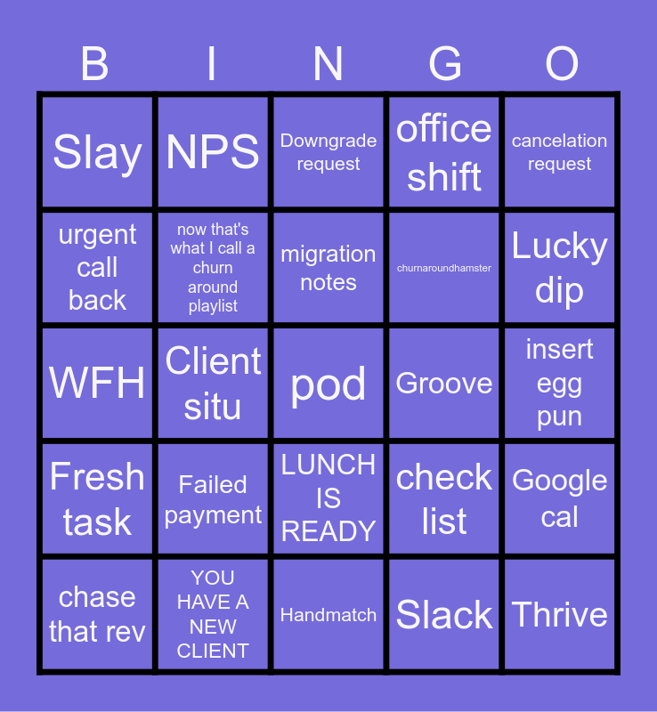 Client Happiness Bingo Card
