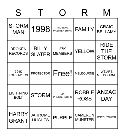 STORM BINGO Card