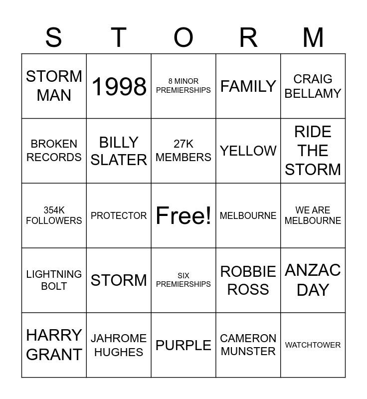 STORM BINGO Card