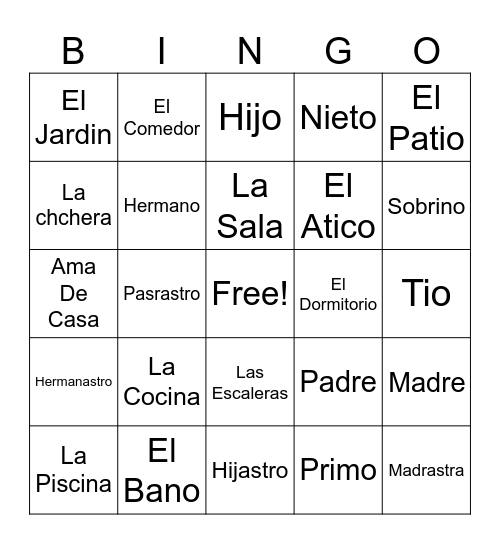 La casa Bingo Card