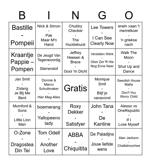 Bouts Bingo Card