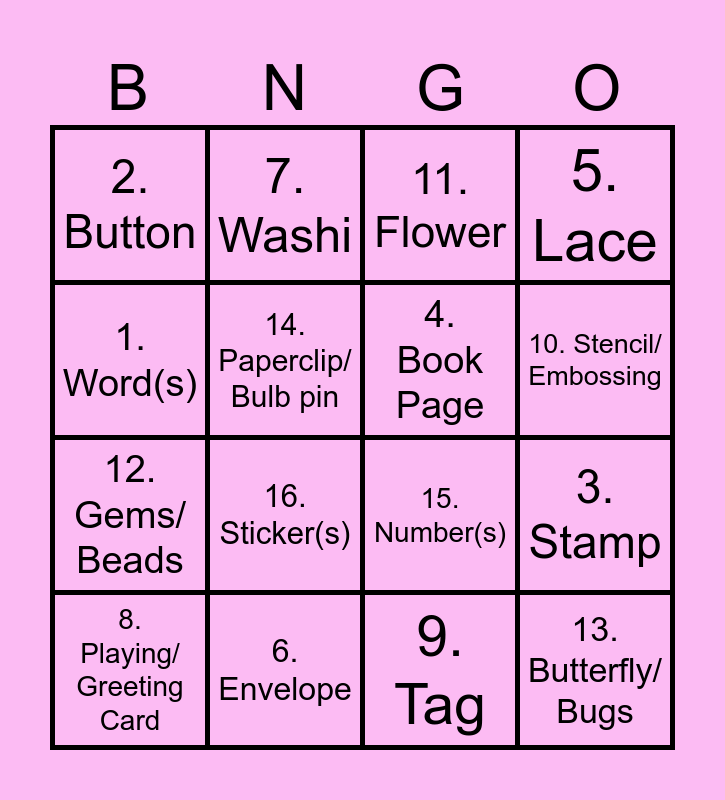 Junky Junk Journals Bingo! Bingo Card