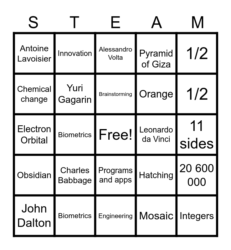 STEAM- GO! (Bingo) Bingo Card