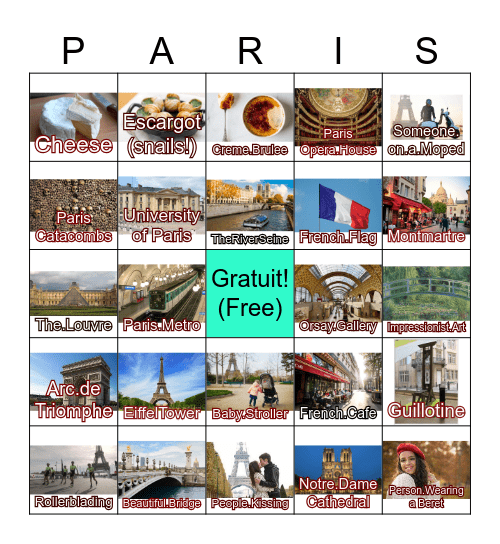 Parisian BINGO Card