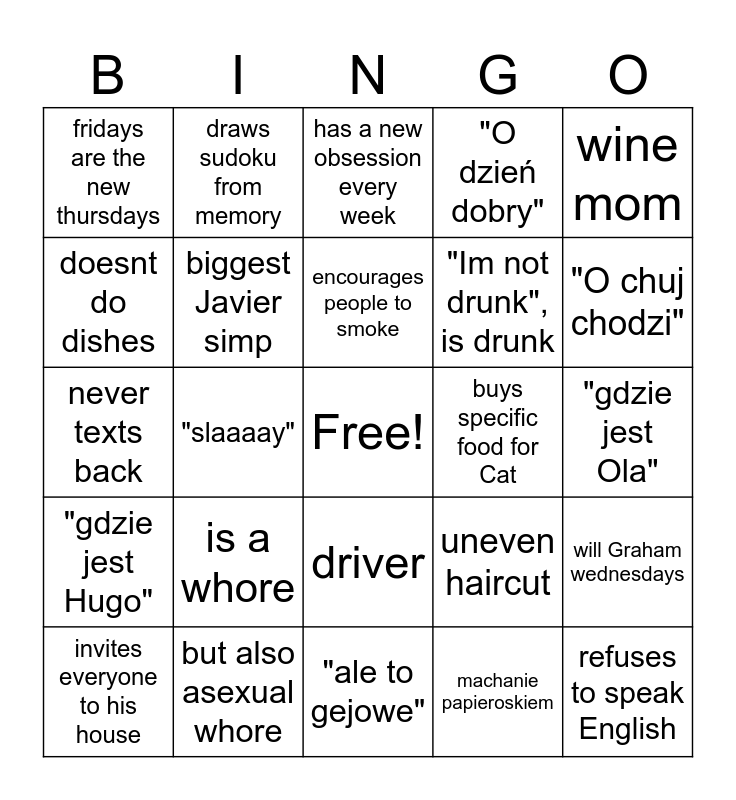 Alex bingo Card