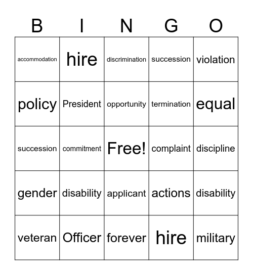 HR Bingo! Bingo Card