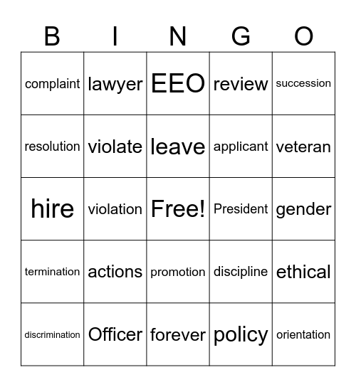 HR Bingo Card