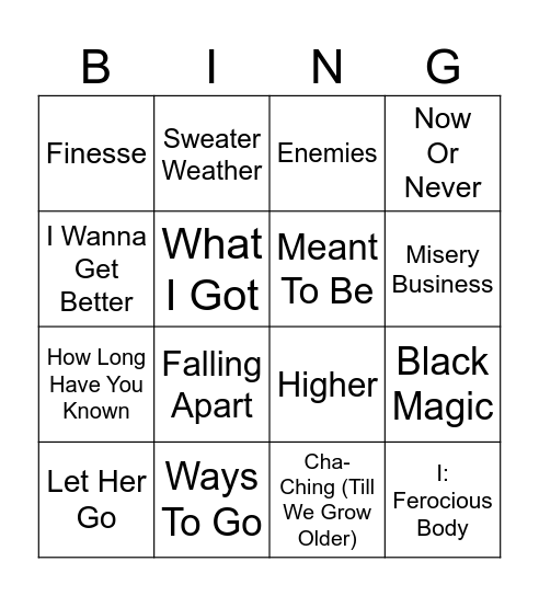 BINGO TITLE Bingo Card