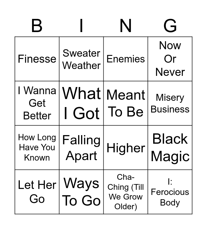 BINGO TITLE Bingo Card