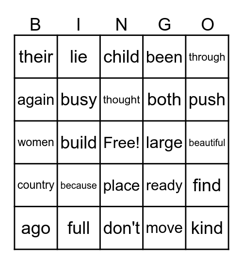 SIPPS SIGHT WORDS LESSONS 20-35 Bingo Card
