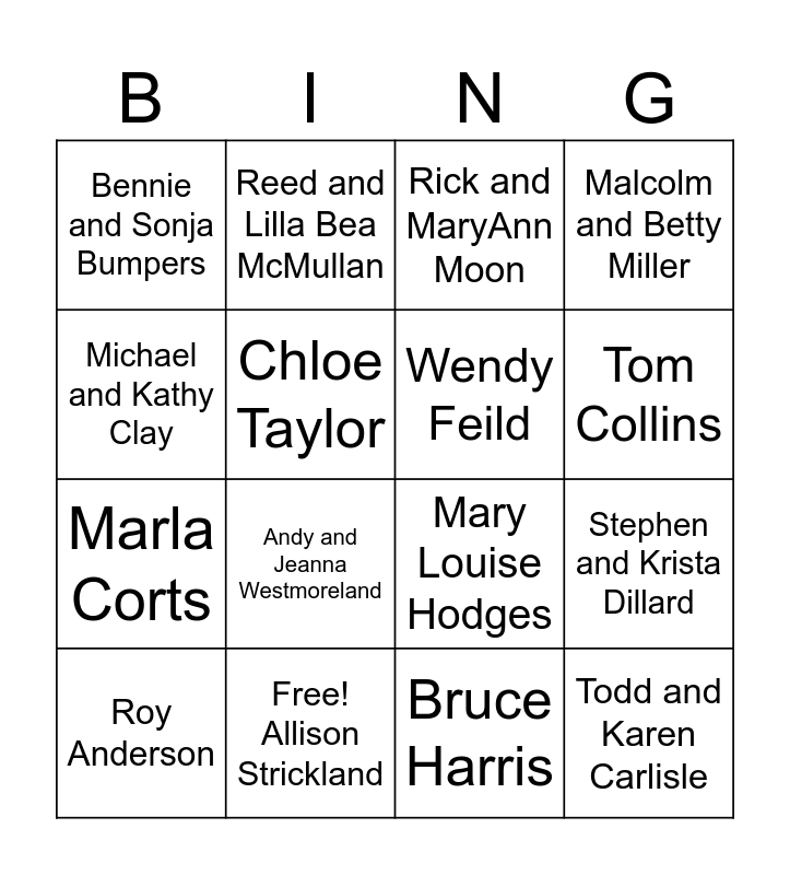 Ambassadors Who's Who? Bingo Card