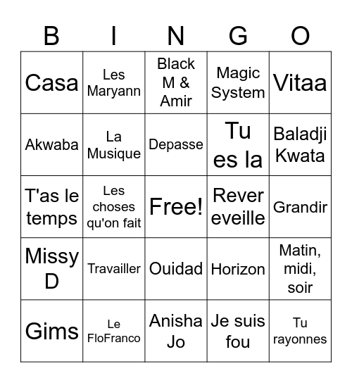 Manie Musicale 2024 Bingo Card