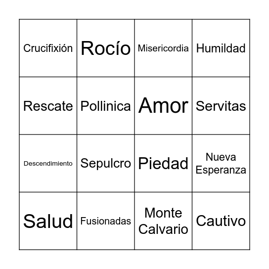BINGO SEMANA SANTA Bingo Card