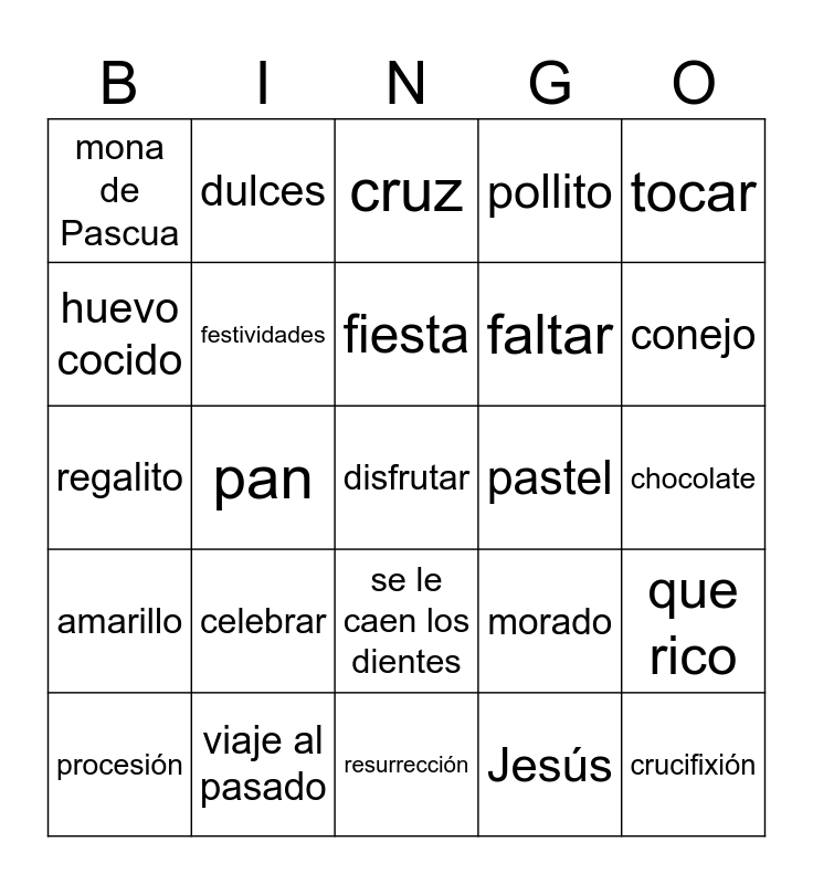 Pascua Bingo Card