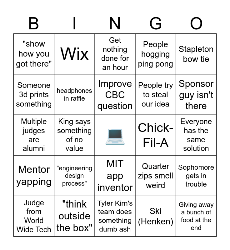 Hackathon Bingo Card