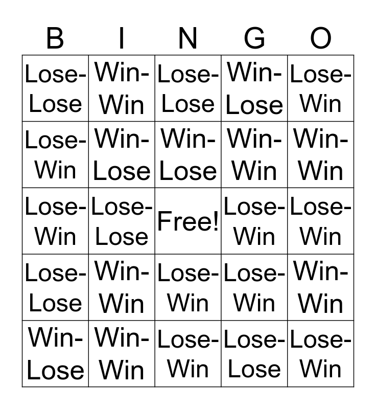 THINK WIN-WIN Bingo Card