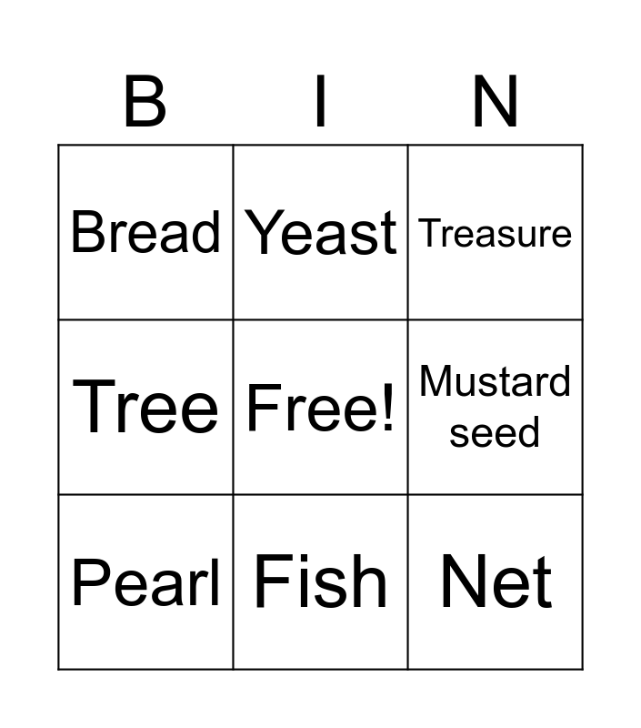 Jesus' parables Bingo Card