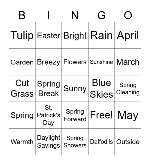 Spring Bingo Card