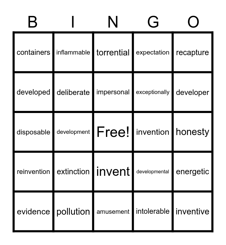 REWARDS Lesson 18 Bingo Card