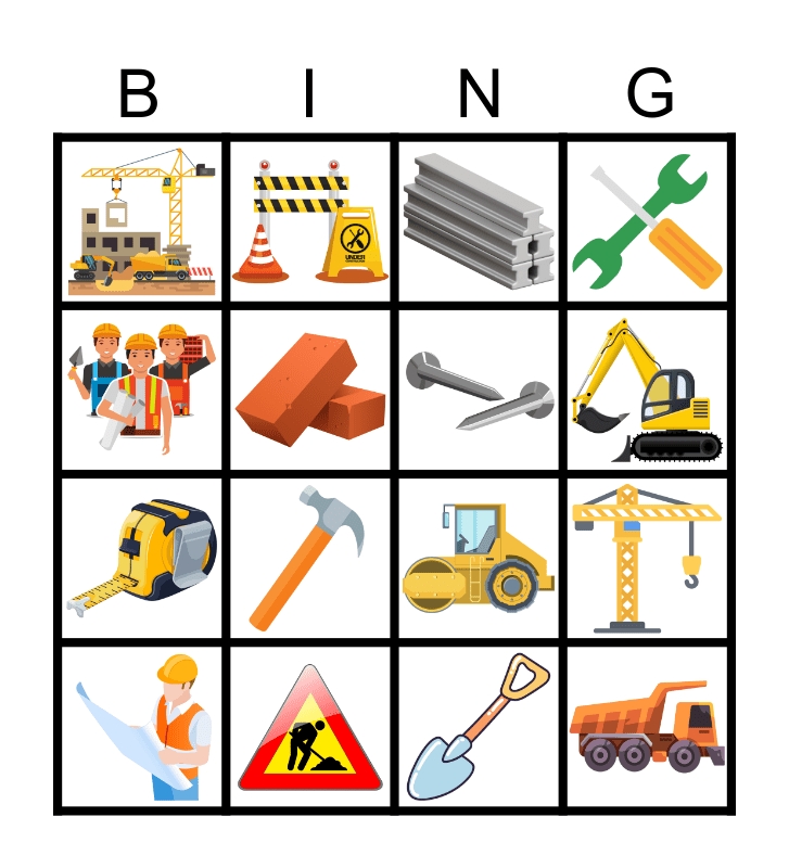 CONSTRUCTION Bingo Card