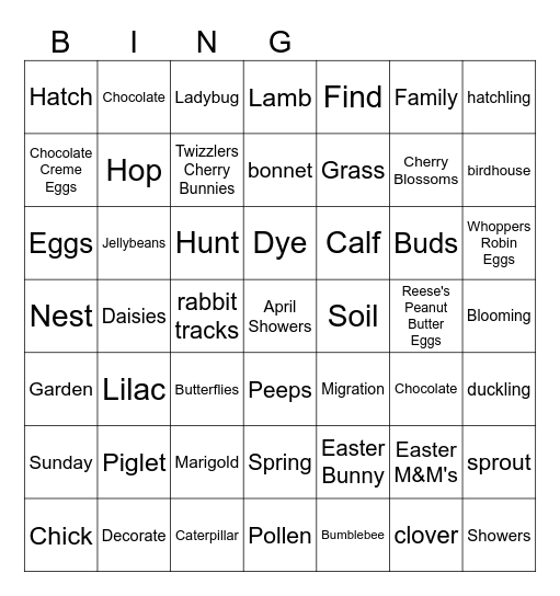 Easter & Spring BINGO Card