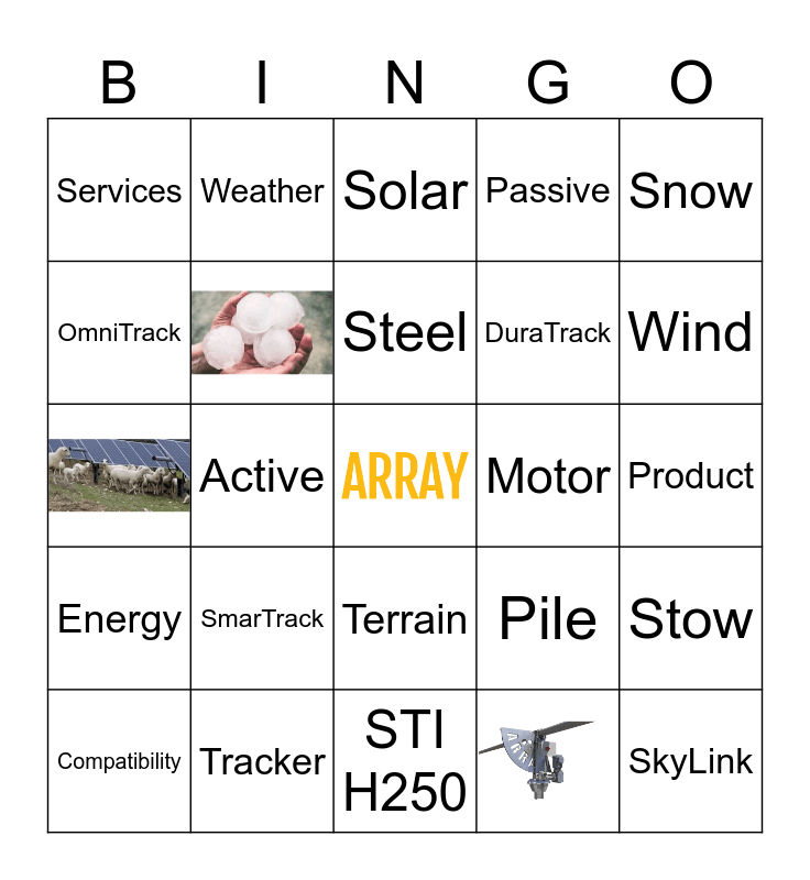 Array Product Bingo Card