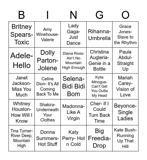 Radio Bingo Queen Divas Bingo Card