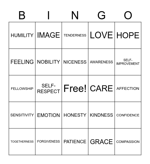 EMPATHY Bingo Card