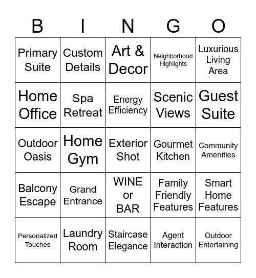 Luxury Home Content Day Bingo Card