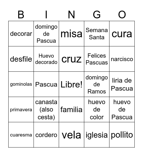 Bingo de Pascua Bingo Card
