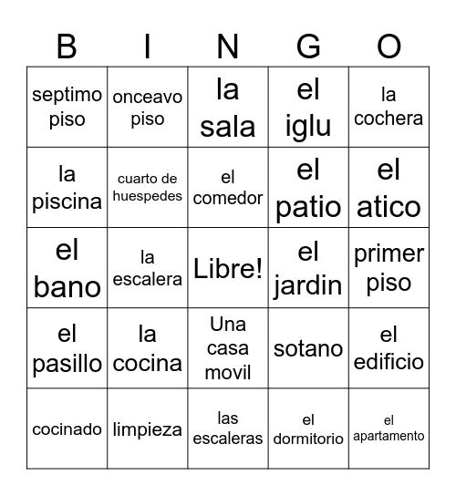 La Casa Bingo Card