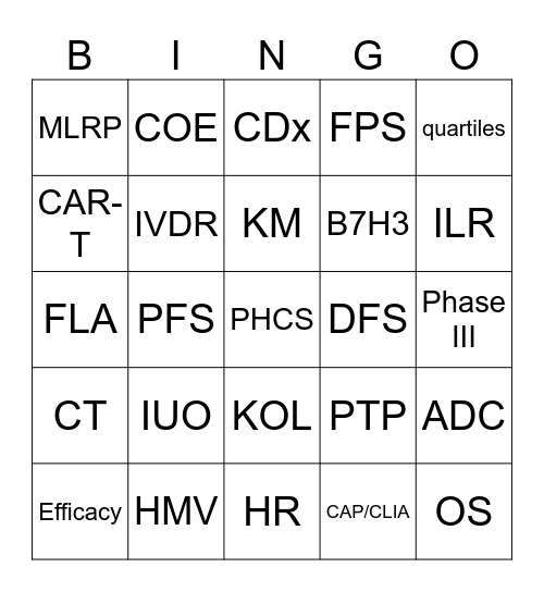 PHCS LINGO Bingo Card