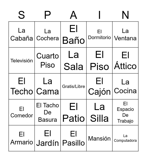 La Casa Bingo Card