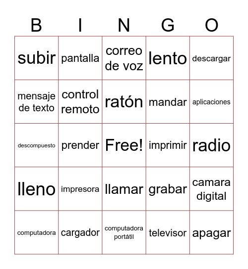 La tecnologia Bingo Card