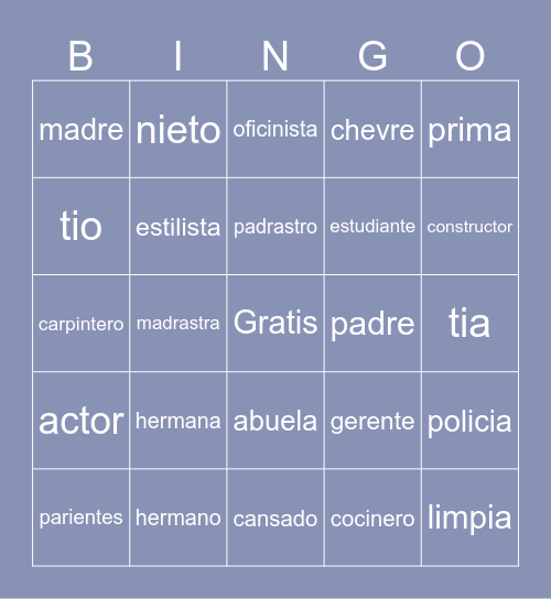La Familia Bingo Card