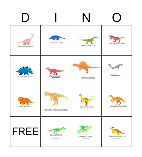 Dino Bingo Card