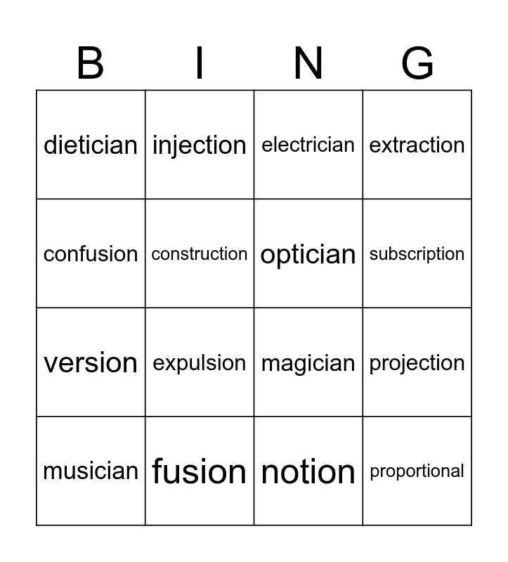 tion, sion, cian Bingo Card