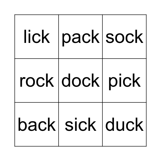 ck endings Bingo Card