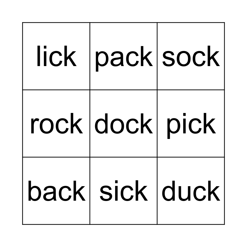 ck endings Bingo Card